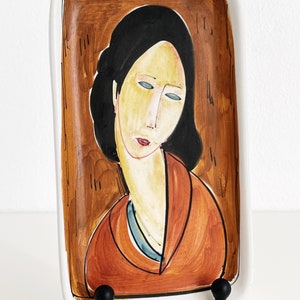 Modigliani Inspired Hand Painted Portrait of a Woman on Rectangle ...
