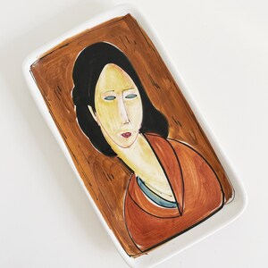 Modigliani Inspired Hand Painted Portrait of a Woman on Rectangle ...