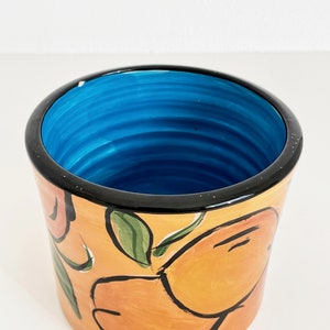 Vintage Kate Purcell Hand Painted Peaches Orange & Ceramic Planter Pot ...