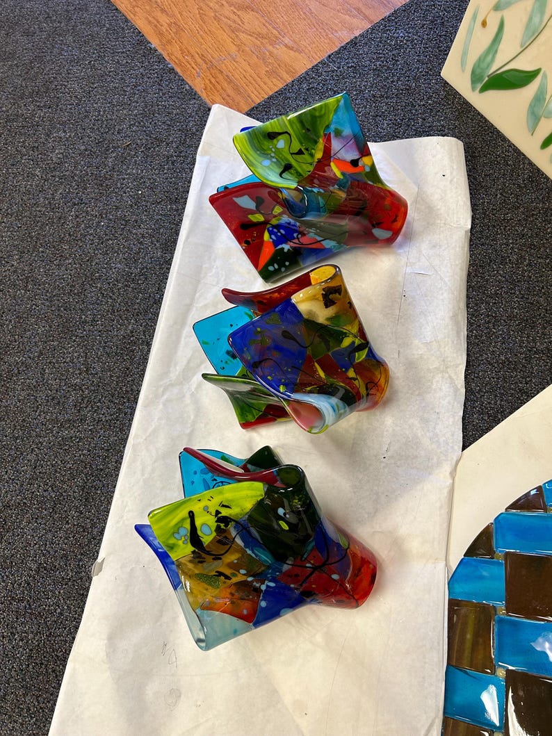 Colorful Fused Glass Pendant Light - Etsy