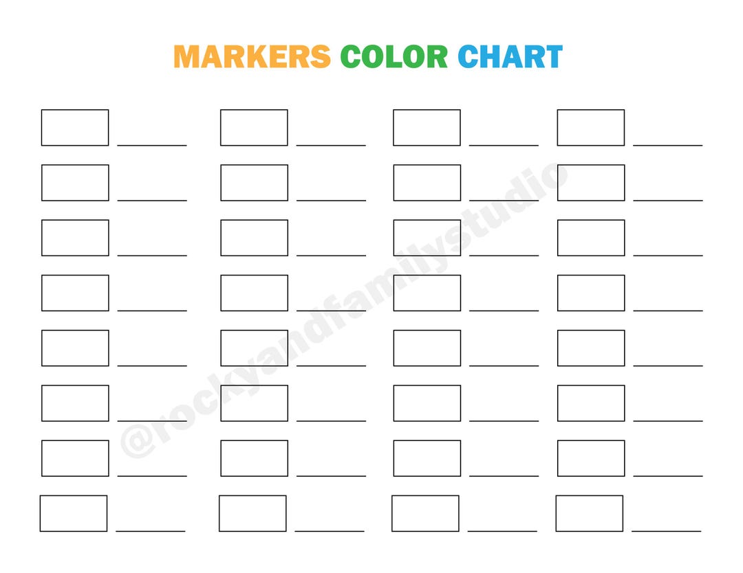Printable Markers Color Chart | Adult Coloring| PDF File| 11X8.5 Paper ...