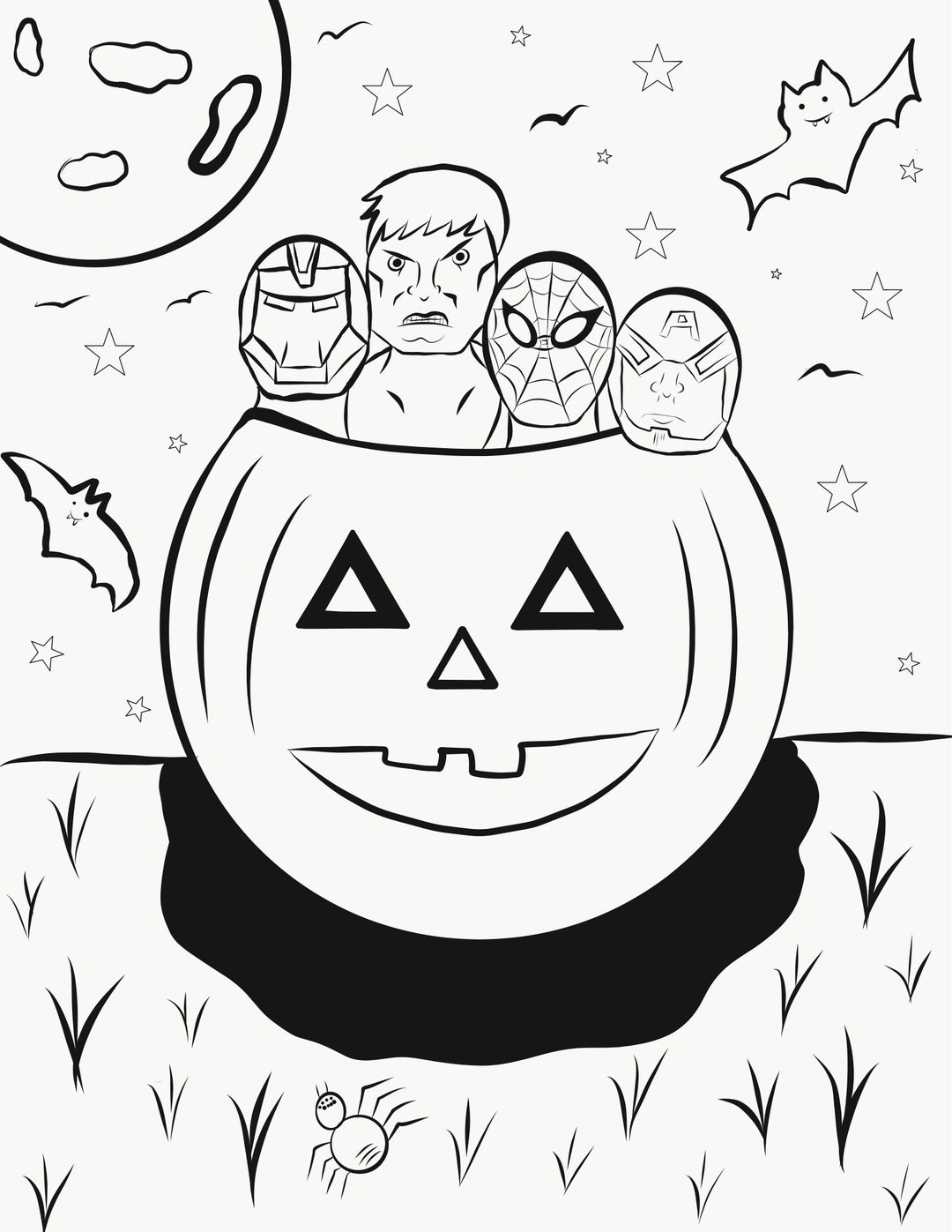 Halloween Avengers Coloring Page Printable Artwork PDF Any Age - Etsy