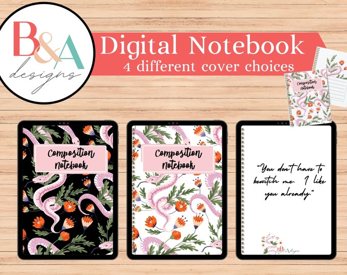 Blush Pink Snake: Reading Journal | Digital Journal | Digital Notepad ...