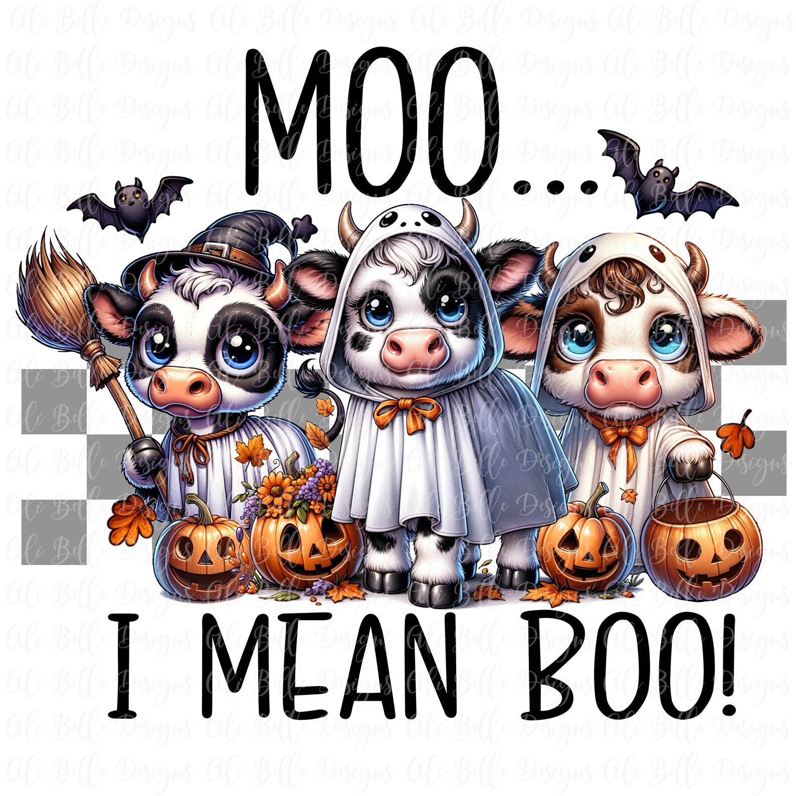Moo I Mean Boo, Cow Ghost, Cow Halloween, Cute Cow Ghost, Cute Cow ...