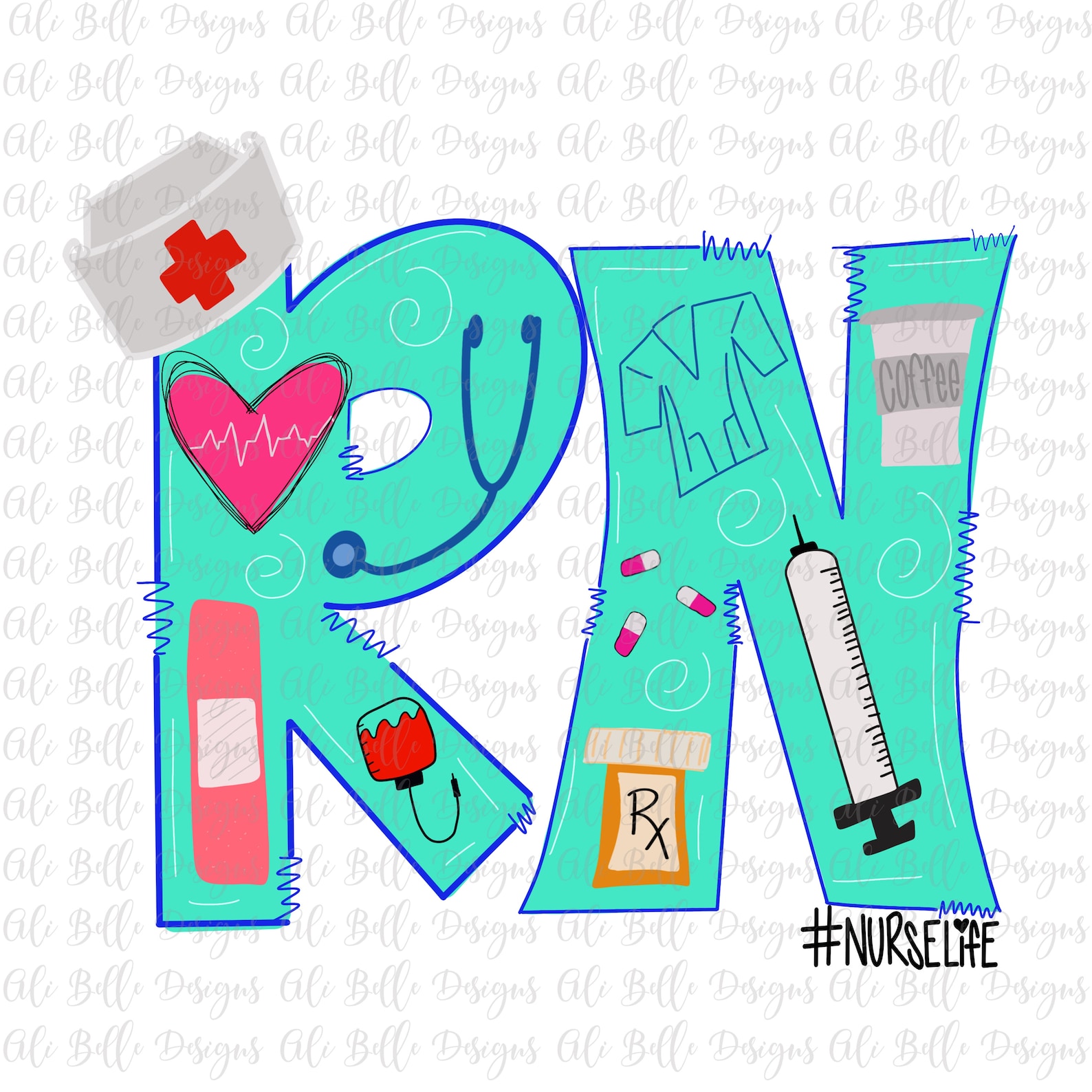 RN, Nurse Life, Nurse, Sublimation Design, Printable Art, Digital ...