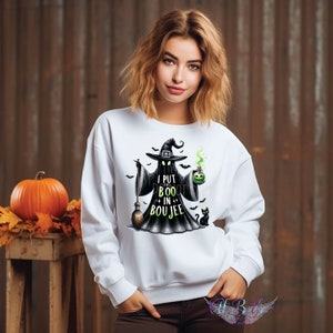 I Put the BOO in Boujee Tshirt Design Cute Ghost Halloween Witch Potion ...