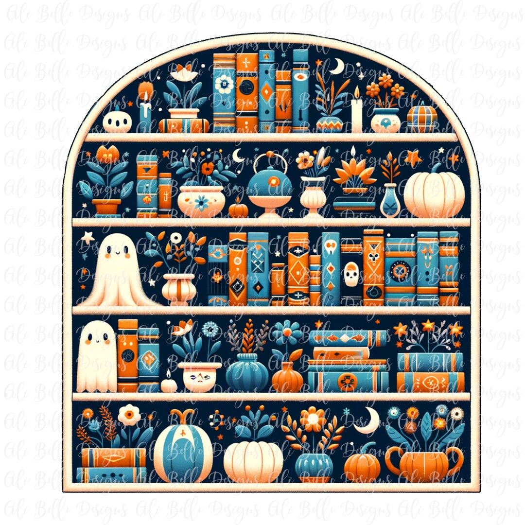 Ghost Bookshelf PNG Ghost Reading Sublimation Design Download Retro ...