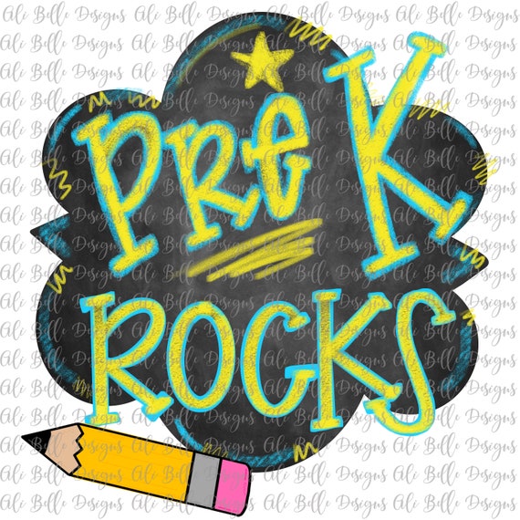 Back to School Pre K Rocks Pre K Boy Design Hand Drawn | Etsy