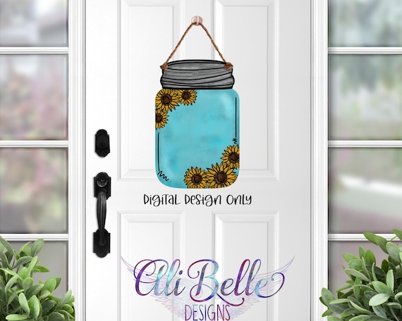 Blue Mason Jar Template