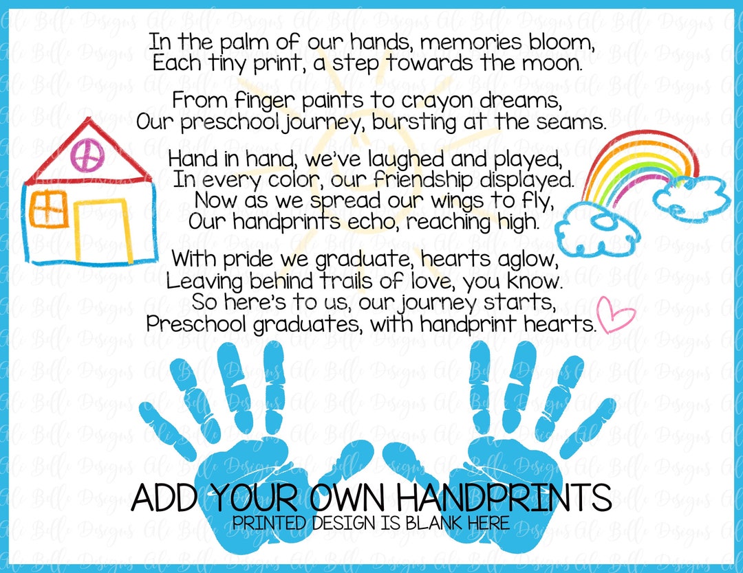 Preschool Graduation Printable Preschool Graduation Handprint Handprint ...