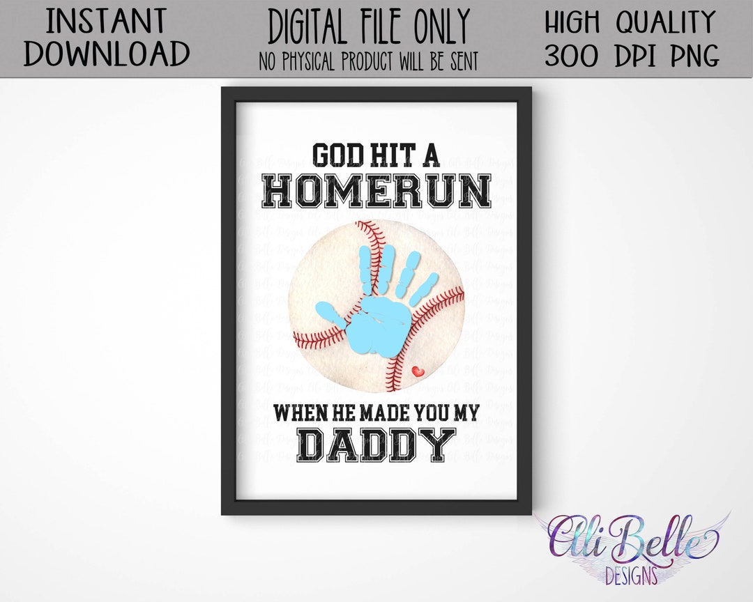 Baseball Father's Day Craft| Dad Gift Handprint | God Hit Homerun ...