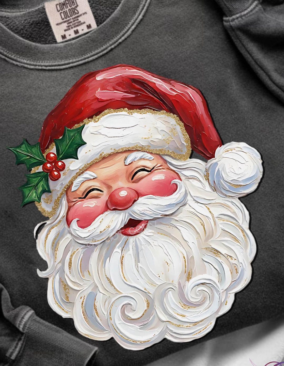 Hand-painted Retro Santa Christmas Png, Preppy Brushstroke Christmas ...