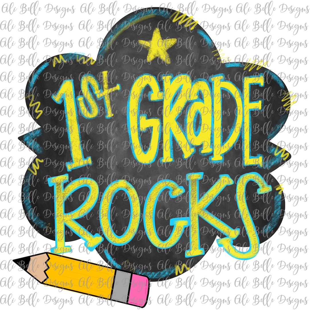 Back to School, 1st Grade Rocks, First Grade, Boy Design, Hand Drawn ...