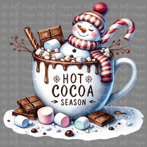 Snowman Hot Chocolate PNG, Hot Cocoa Season PNG, Sublimation Design ...