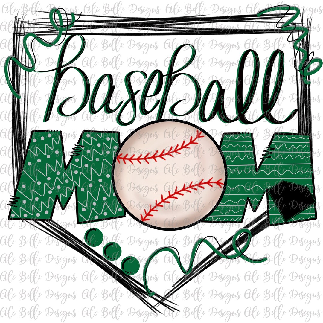 Green Baseball Mom, Baseball PNG, Sublimation Design, 2 Files ...