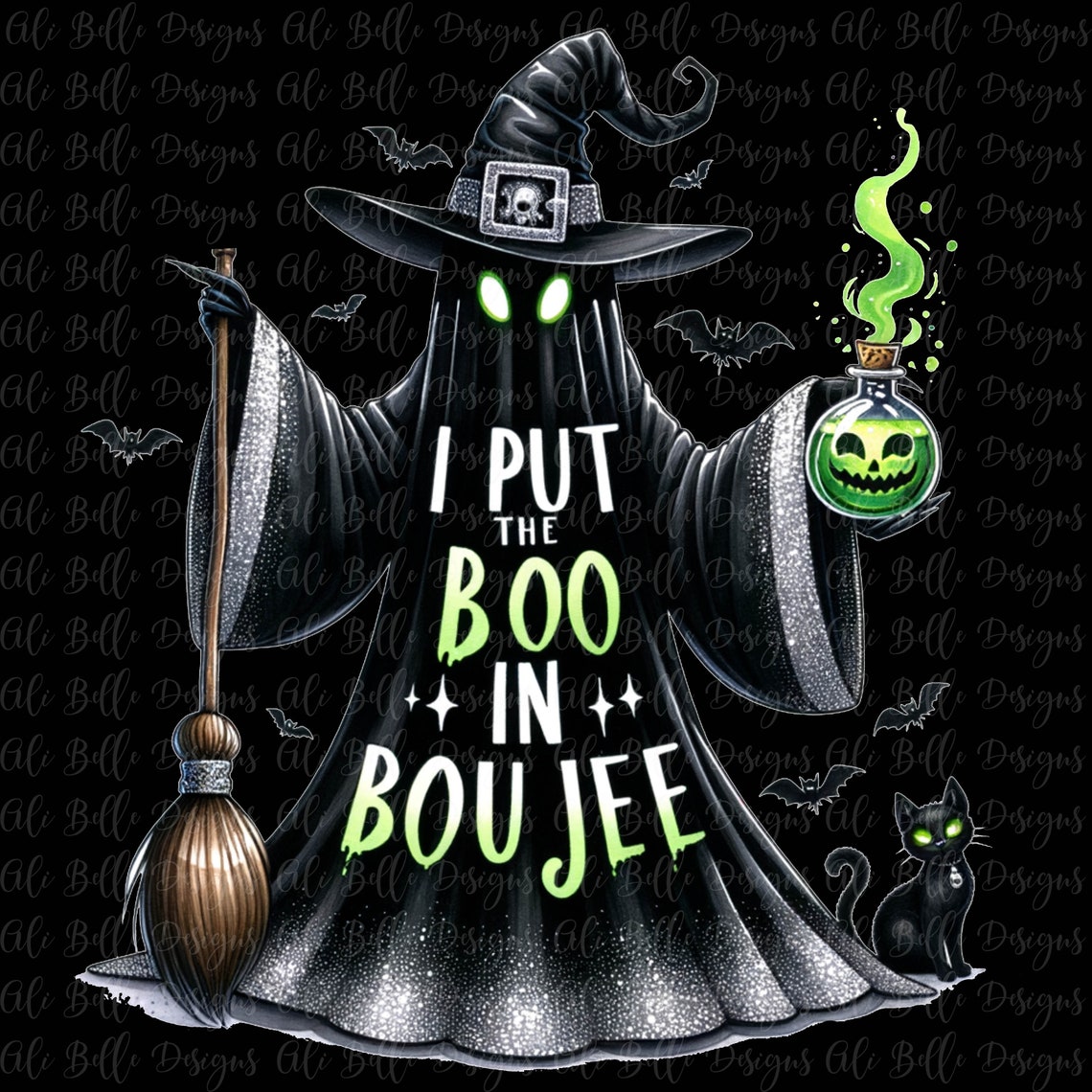 I Put the BOO in Boujee Tshirt Design Cute Ghost Halloween Witch Potion ...