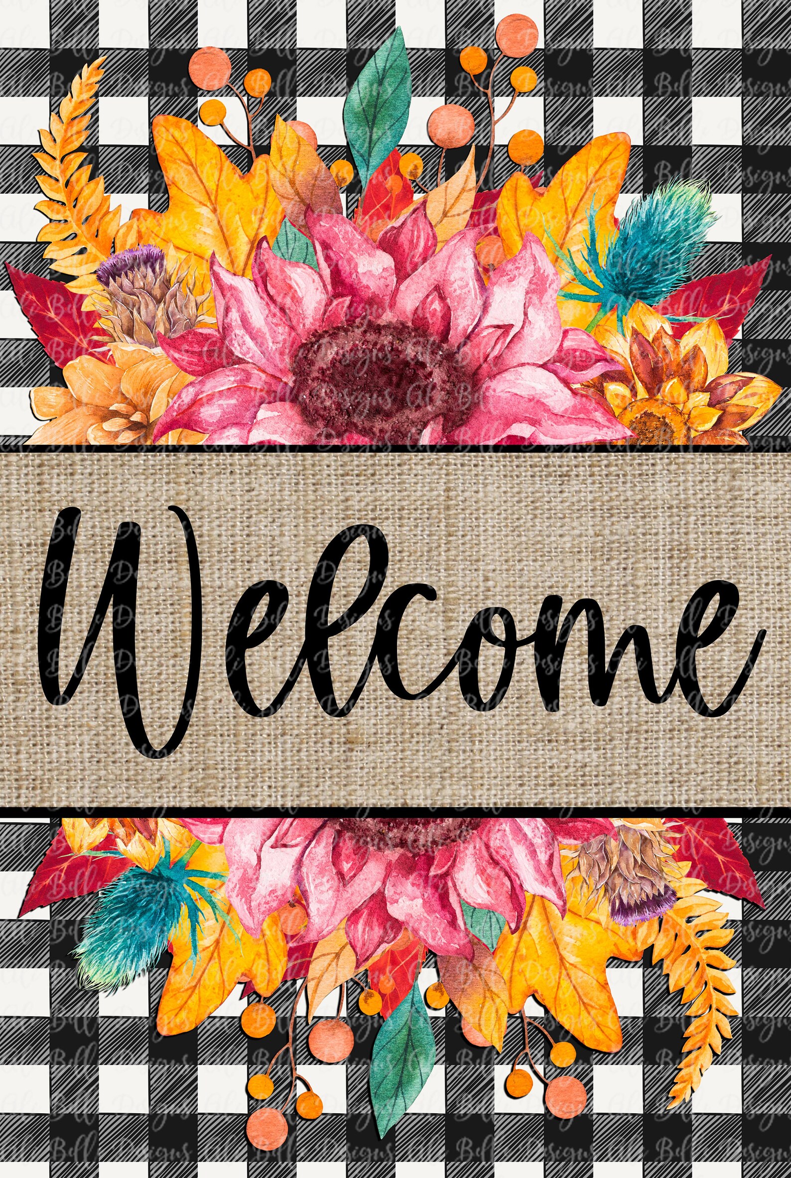 Fall Garden Flag Design| Garden Flag PNG| Fall Flowers | Burlap | Fall ...