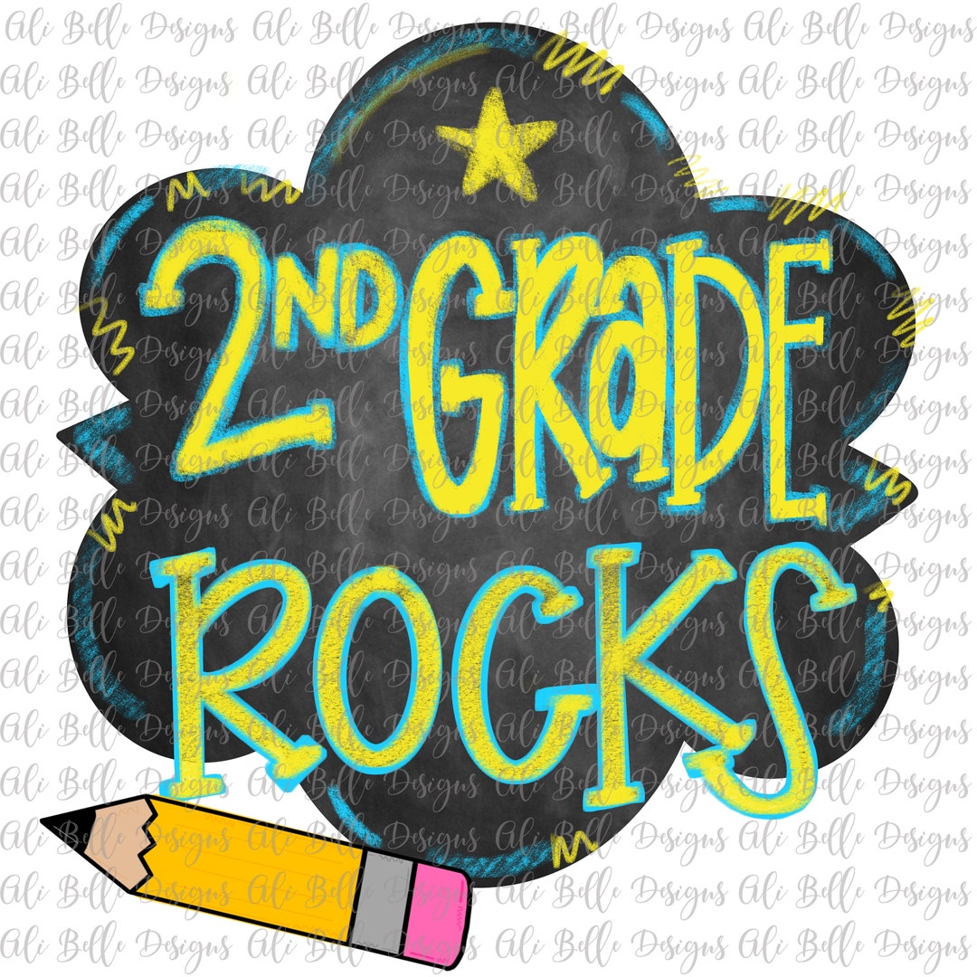 Back to School, 2nd Grade Rocks, Second Grade, Boy Design, Hand Drawn ...