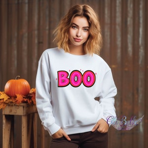 Boo, Halloween PNG, Pink Orange Halloween, Hand Drawn, Preppy ...