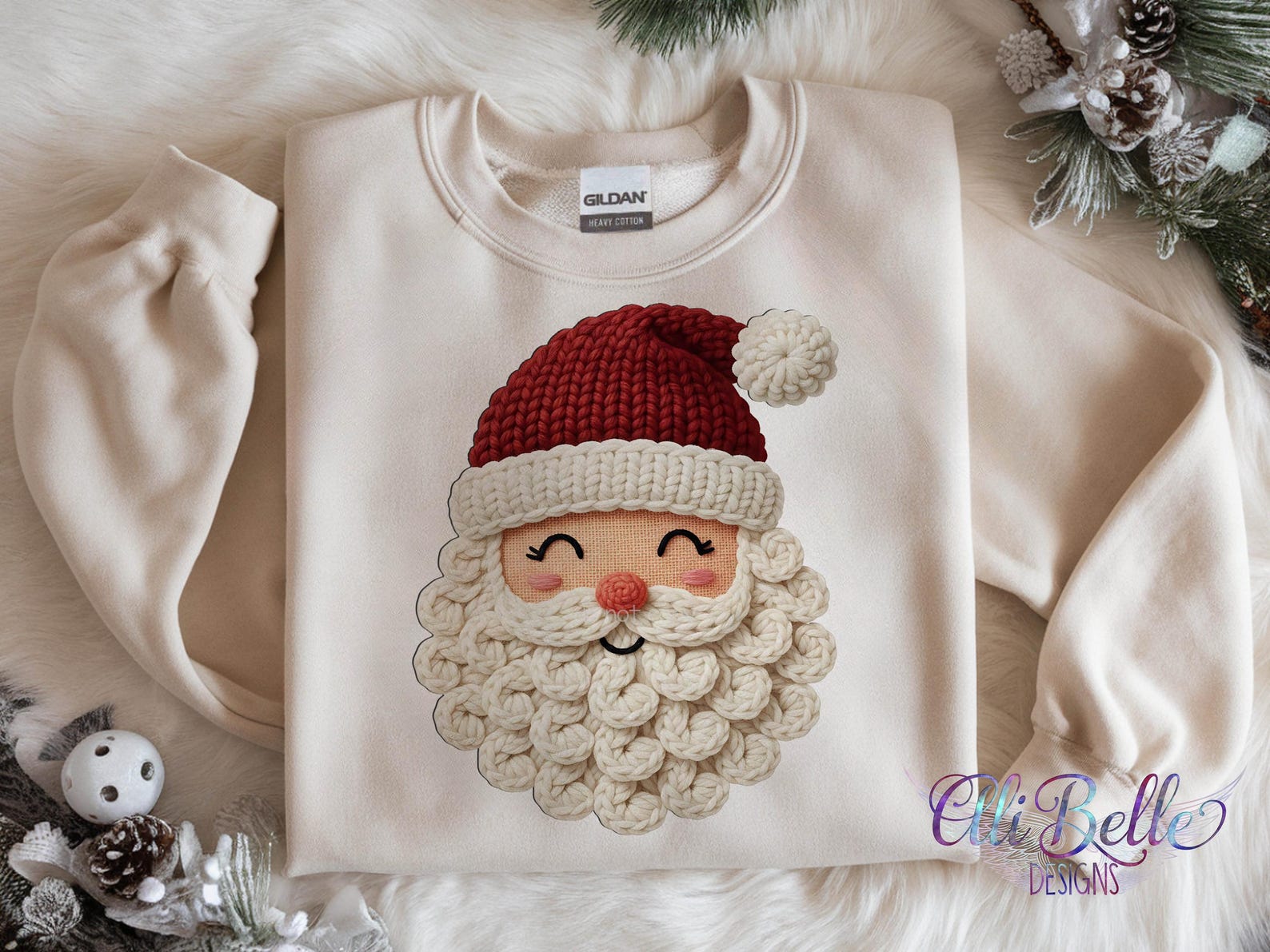 Crochet Santa PNG | Crochet Texture Christmas Design | Cozy Santa Claus ...