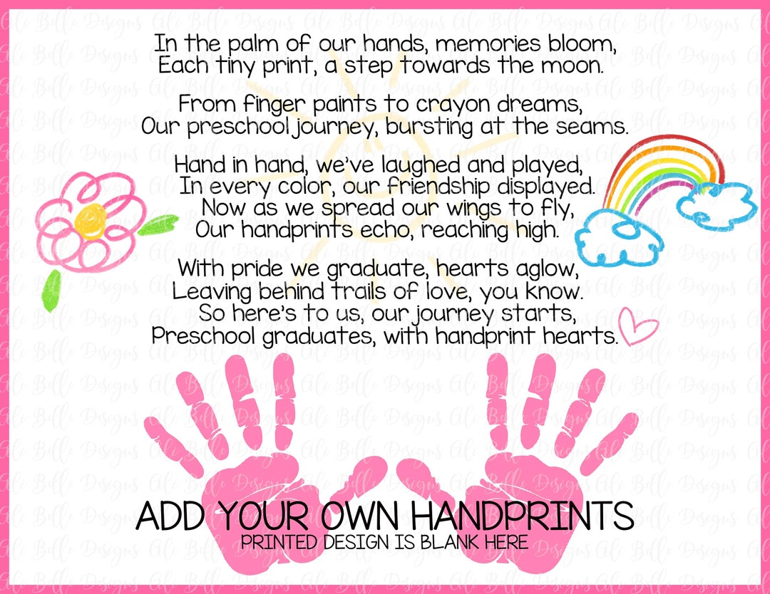 Preschool Graduation Printable Preschool Graduation Handprint Handprint ...
