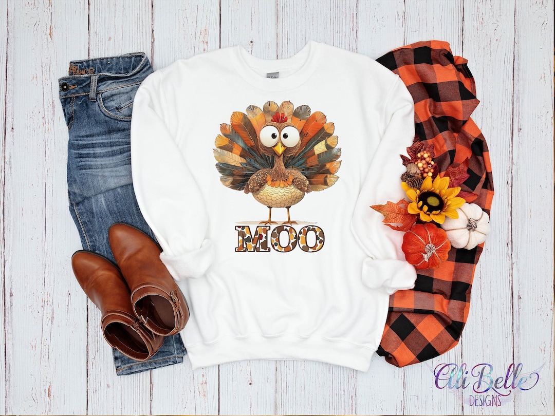 Funny Thanksgiving Turkey Moo PNG, Fall Turkey PNG, Thanksgiving Turkey ...