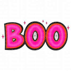 Boo, Halloween PNG, Pink Orange Halloween, Hand Drawn, Preppy ...
