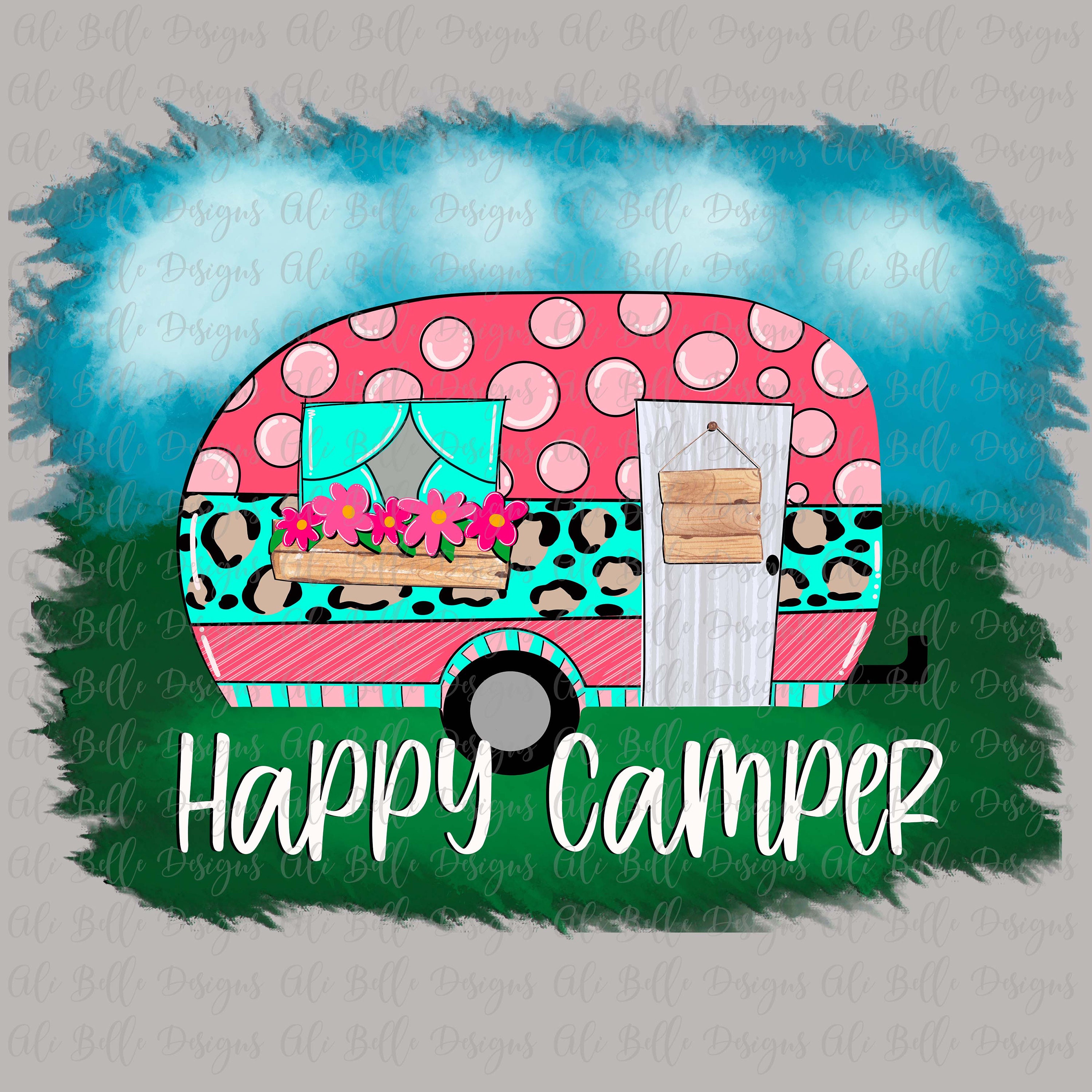 Happy Camper Sublimation Design Download| Leopard Camper| Funky Camper ...