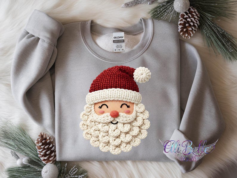 Crochet Santa PNG | Crochet Texture Christmas Design | Cozy Santa Claus ...