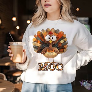 Funny Thanksgiving Turkey Moo PNG, Fall Turkey PNG, Thanksgiving Turkey ...