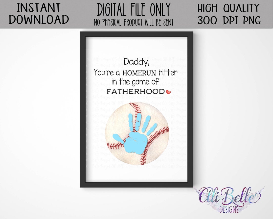 Baseball Father's Day Craft| Dad Gift Handprint | Homerun Hitter ...