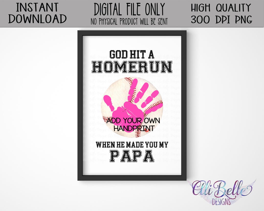 Baseball Father's Day Craft| PAPA Gift Handprint | God Hit Homerun ...