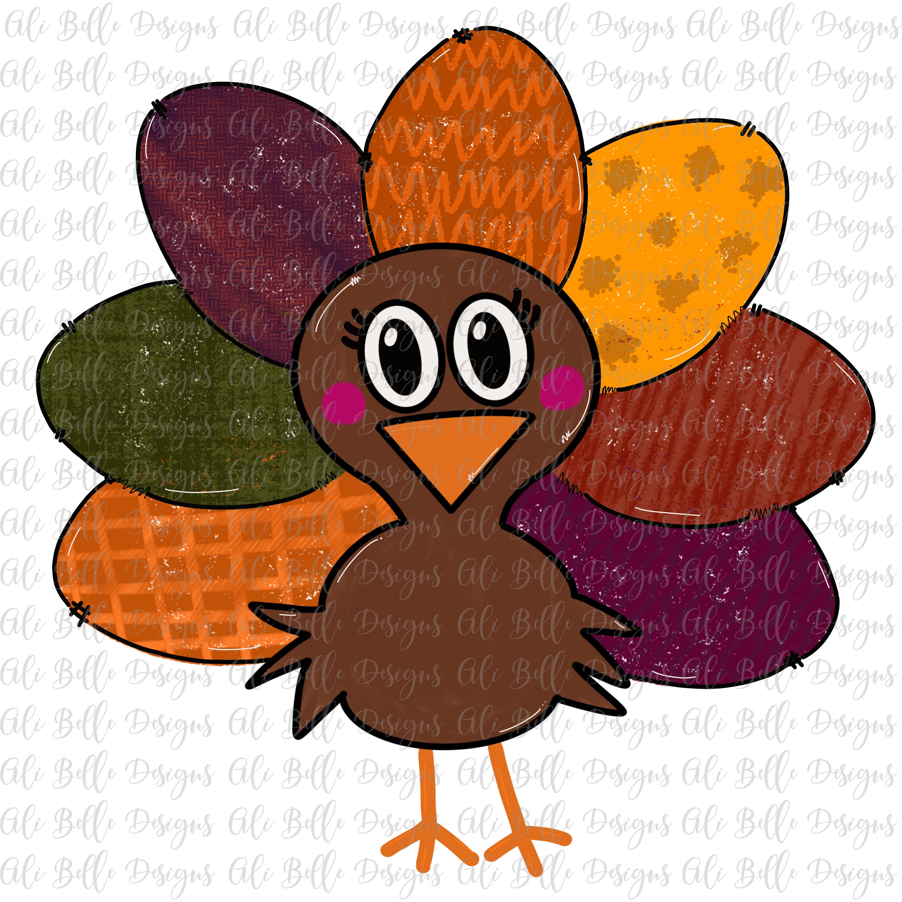 Thanksgiving Turkey Girl Patterned Turkey Thankful Fall - Etsy
