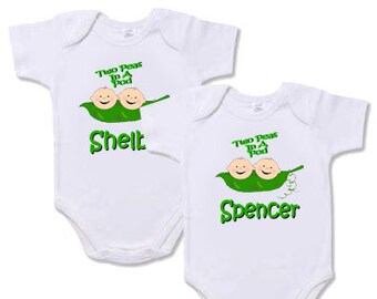Twin Onesies Set of 2 two Peas in A Pod Onesies - Etsy