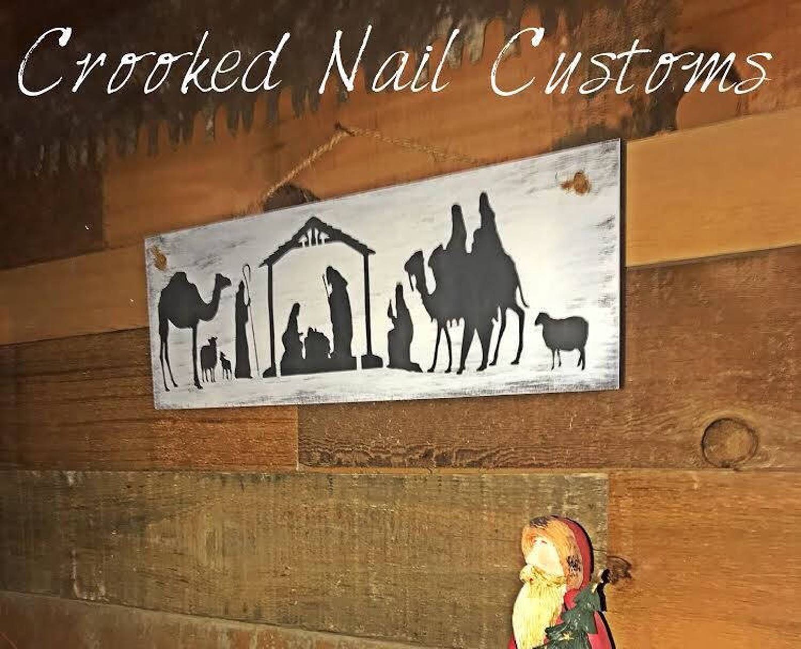Rustic Nativity Scene on Wooden Sign | Etsy