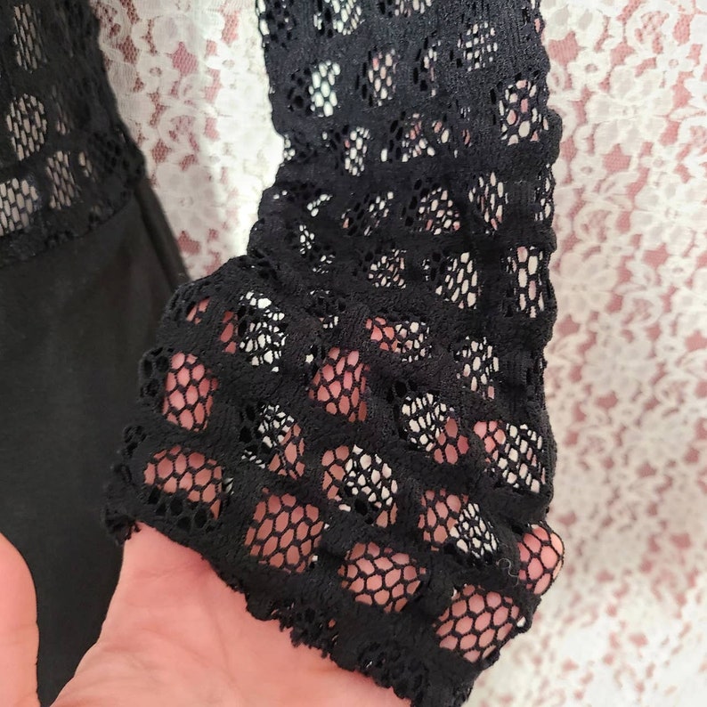 Sandro Black Fishnet Mesh Sheer Midriff Fit and Flair Dress Size 1 XS ...