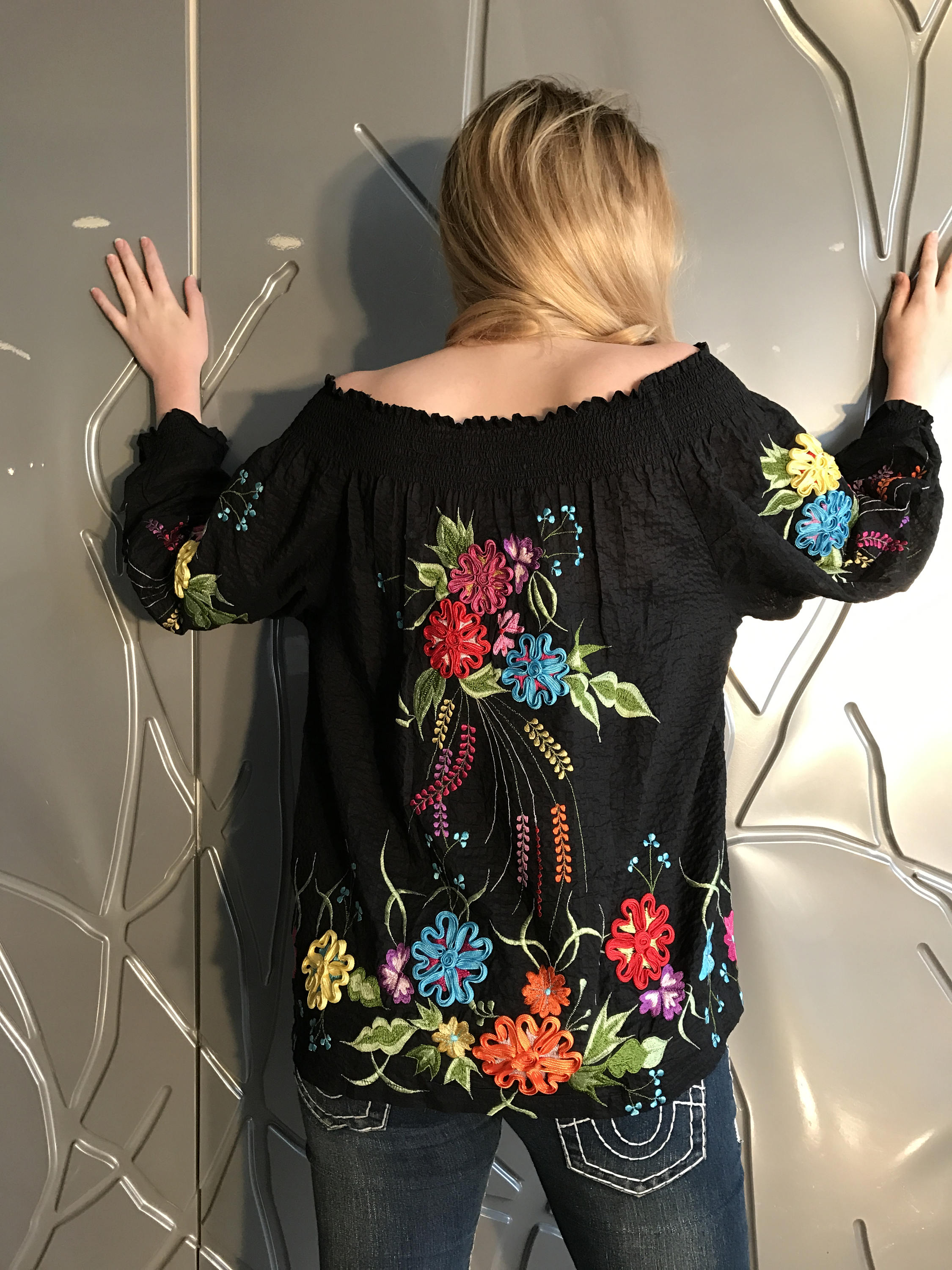 Mexican Embroidered Smock Top, Black Oaxacan Blouse, Plus Size - Etsy