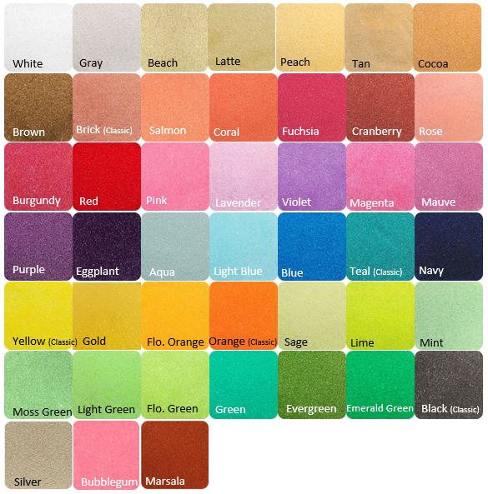 SAND SAMPLES Color Choices MUST Be Listed in Notes Section at Checkout ...