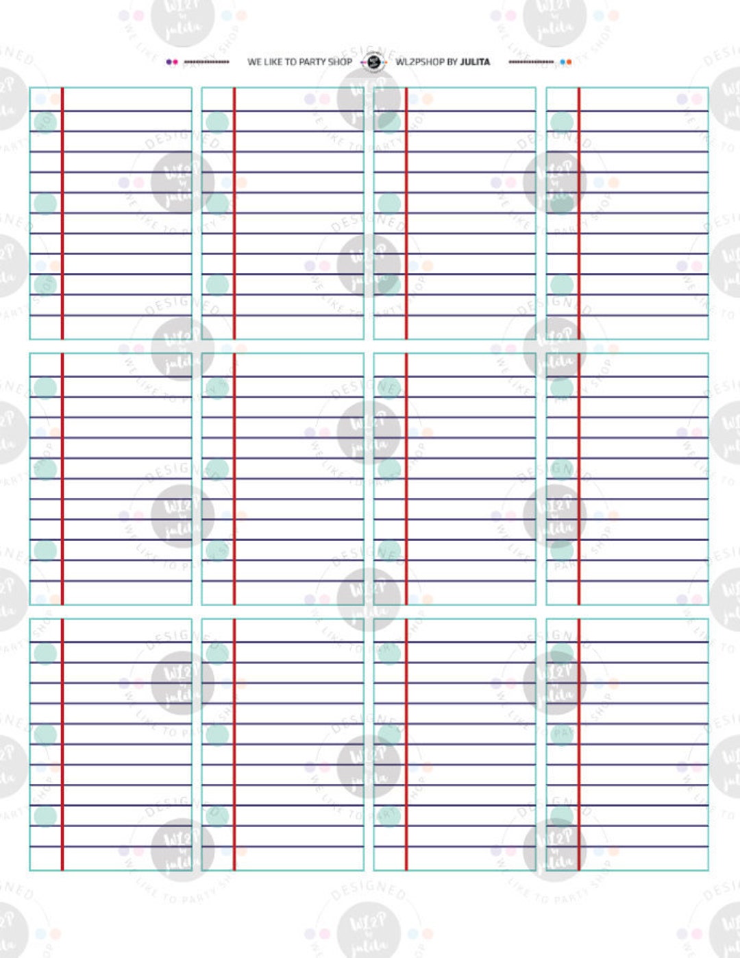 BIG HP Printable Notebook Paper Checklist Boxes - Etsy