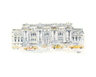 Fountain at the Met Watercolor Poster Print - Metropolitan Museum of ...