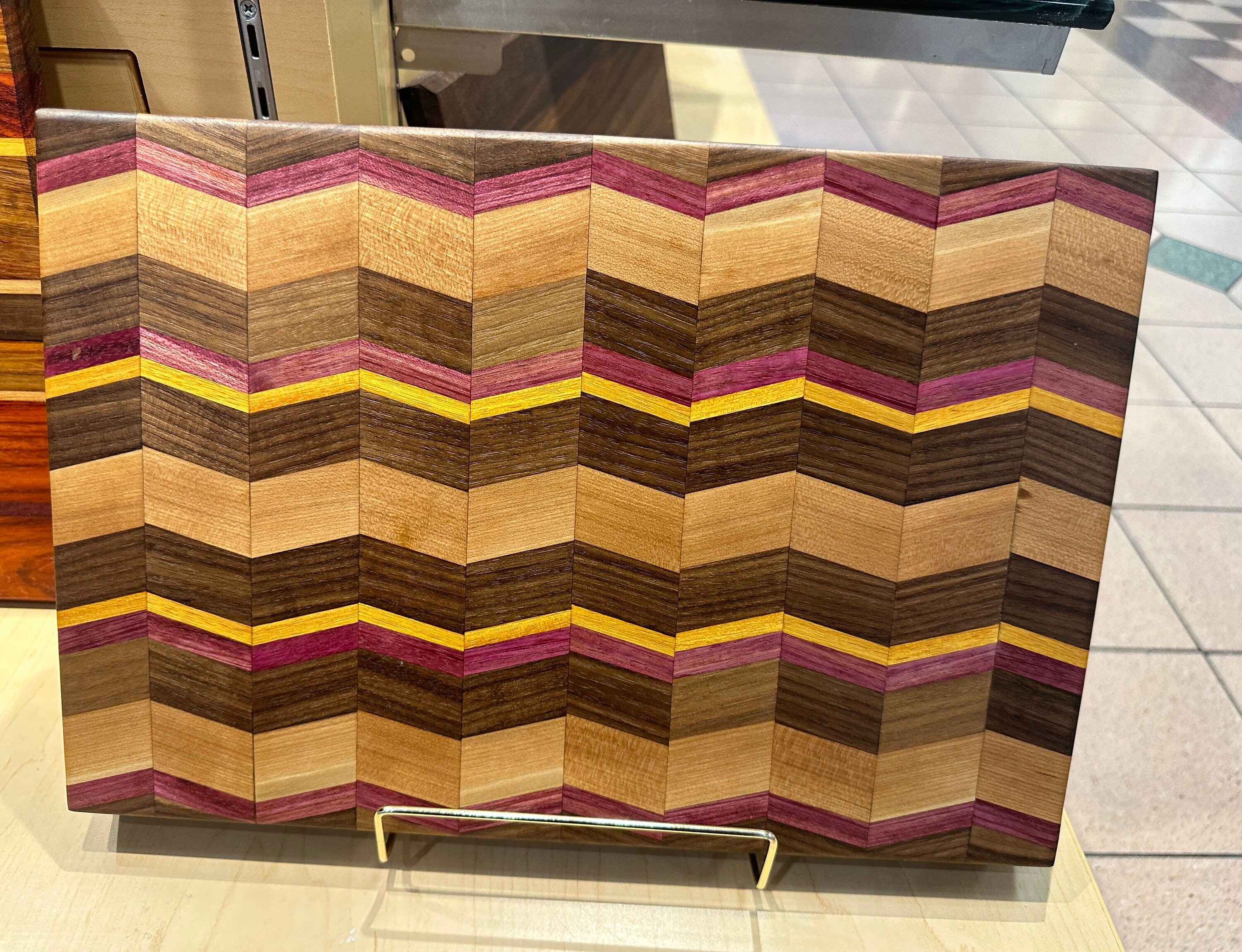 3D Chevron Luxury Edge Grain Handmade Cutting Board, Steak Board for ...