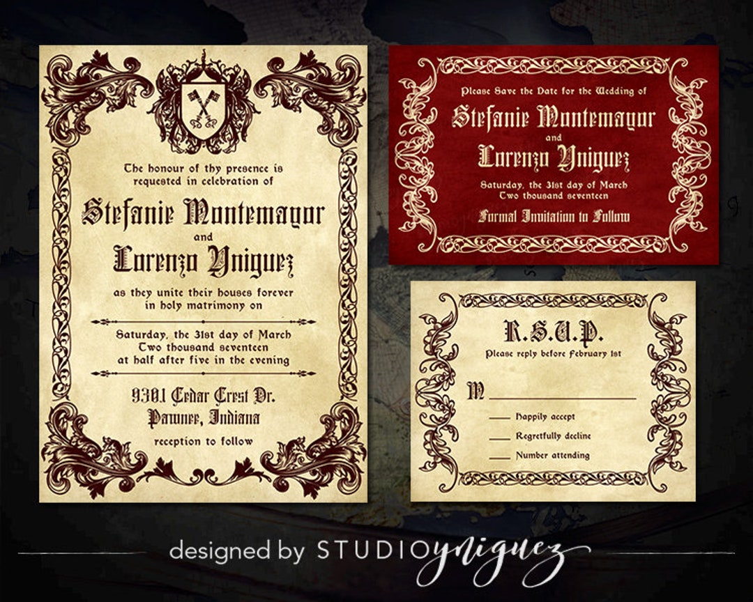 Medieval Wedding Printable Invitation Suite, Renaissance Printable ...