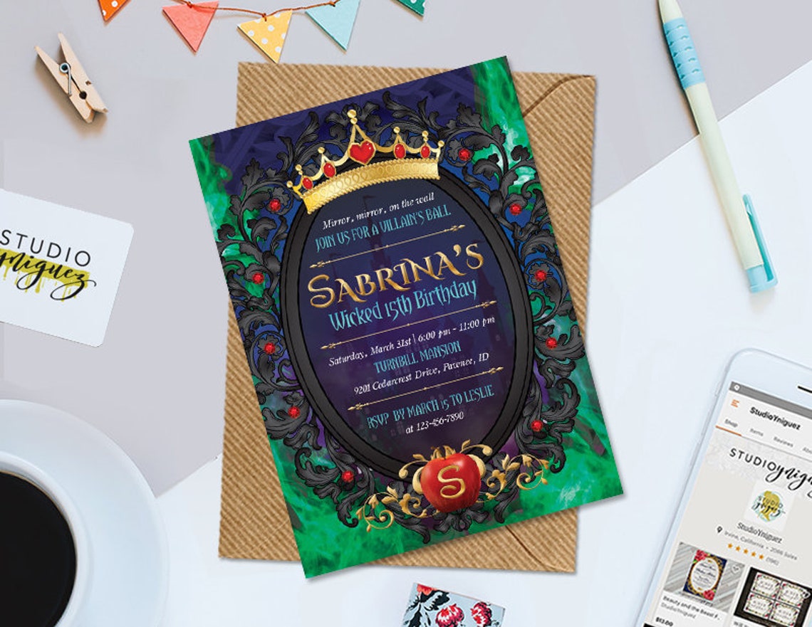 Evil Queen Birthday Printable Invitation 5 X 7 - Etsy