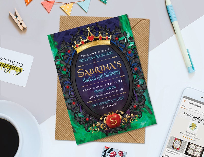 Evil Queen Birthday Printable Invitation 5 X 7 - Etsy