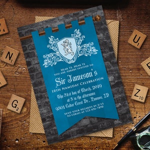 Medieval Knight Birthday Party Printable Invitation, Printable 5" X 7 ...