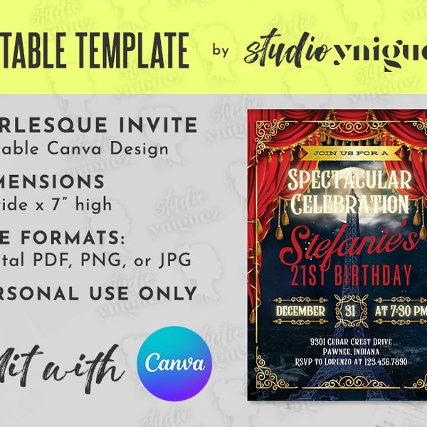 Burlesque Invitation - Etsy