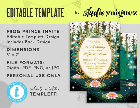 Frog Prince Fairy Tale Printable 5 X 7 Editable | Etsy