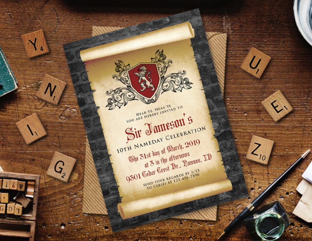 Medieval Knight Birthday Party Printable Invitation, Printable 5" X 7 ...