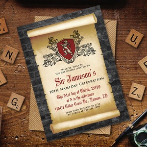 Medieval Knight Birthday Party Printable Invitation, Printable 5 X 7 ...