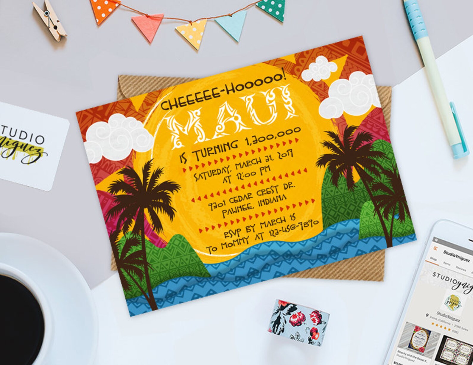 Hawaiian Maui Birthday Printable 7 X 5 Invitation - Etsy